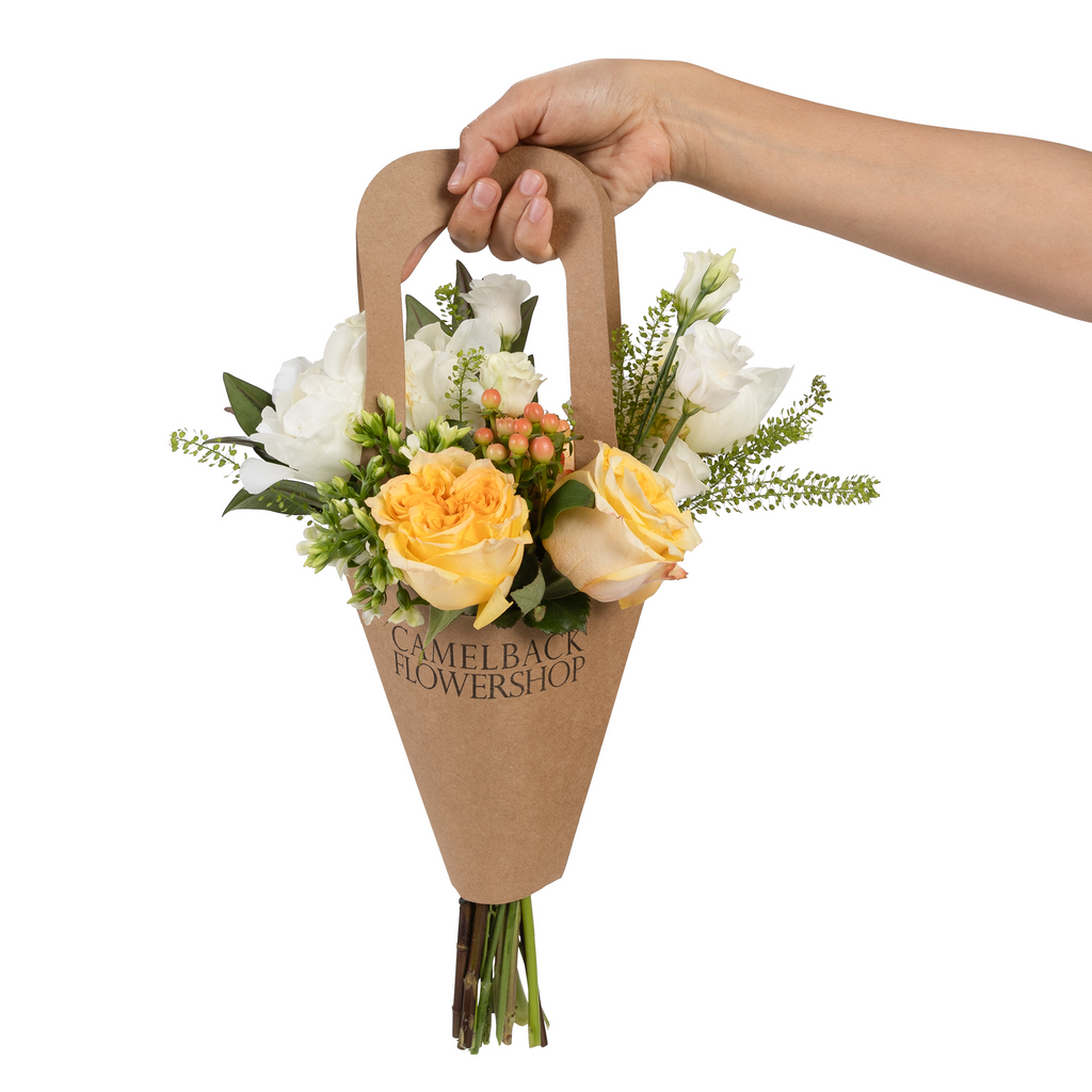 Peach Hand Held Wrap – Camelback Flowershop